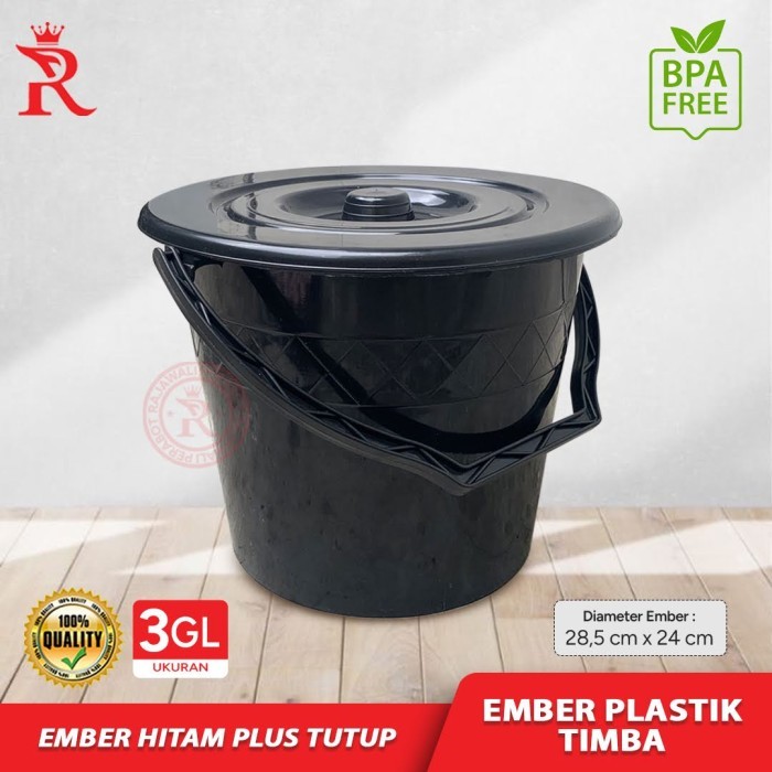 Jual Ember Timba Hitam 3GL Ember Air Tutup 12 Liter | Shopee Indonesia