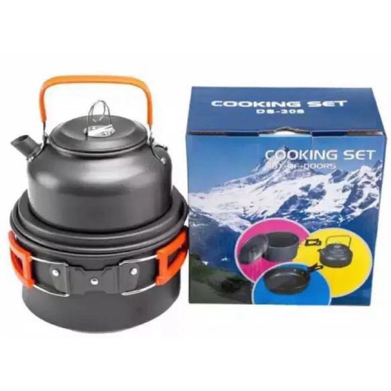 Jual Alat Masak Camping DS-308 Cooking Set Outdoor Nesting Plus Teko 1 ...