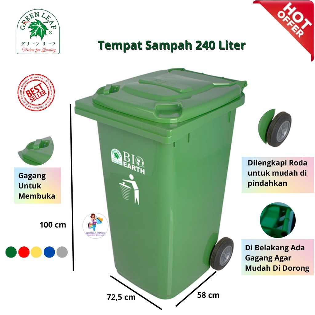 Jual Tempat sampah BIO 240 liter green leaf 2024 KHUSUS INSTAN | Shopee Indonesia
