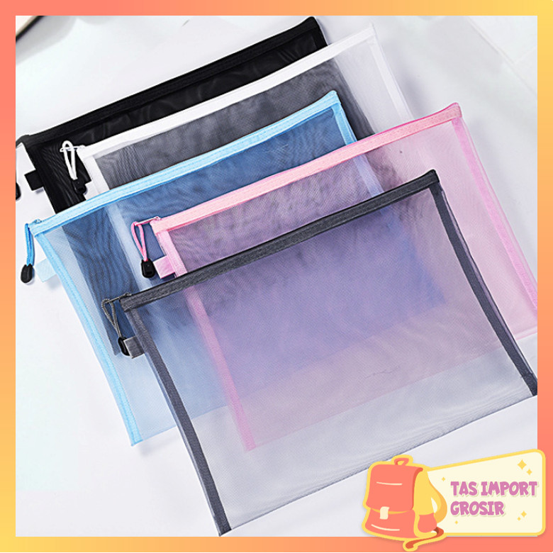 Jual TAS - S6245 Kotak Pensil Jaring Resleting / Tempat Penyimpanan ...