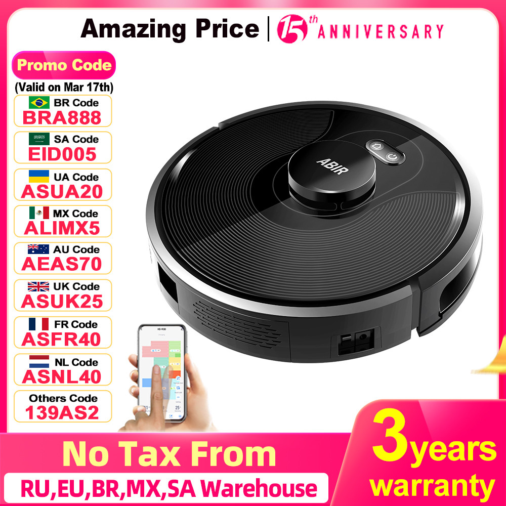Jual Robot Vacuum Cleaner ABIR X8,Laser Lidar,6500pa Suction,Multi-Floor Map,UV Lamp,TOF Wisdom ...