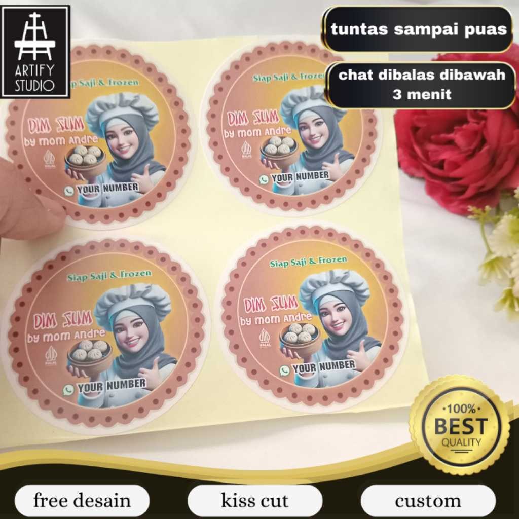 Jual Artify 2-4 Custom Sticker Tema Dimsum Label Stiker Produk Makanan ...