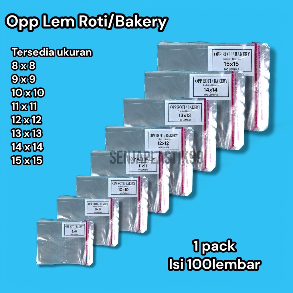 Jual (ISI 100LBR) PLASTIK OPP LEM ROTI KUE DONAT 8X8 9X9 10X10 11X11 12X12 13X13 14X14 15X15 ...