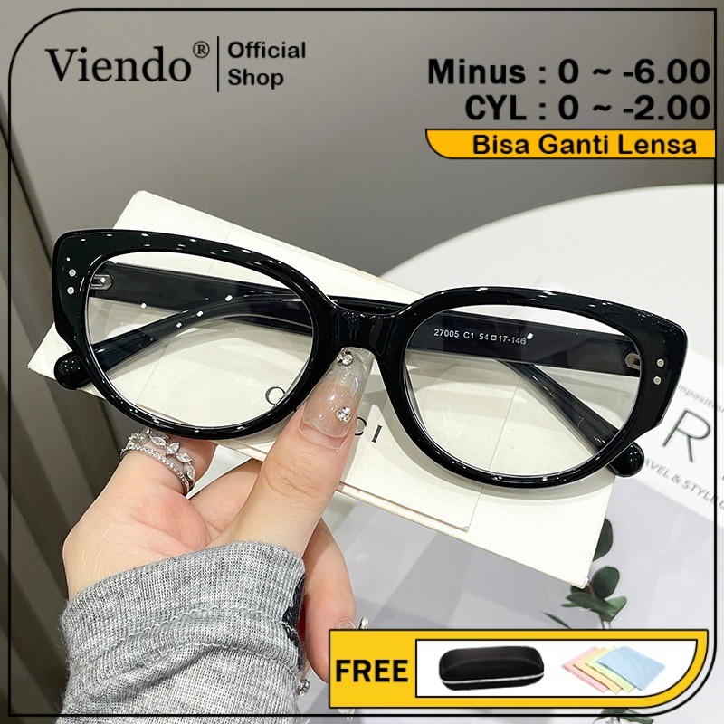 Jual Viendo Kacamata Photocromic Anti Blueray Minus Wanita Cat Eye Frame Bluecromic Kaca Mata ...