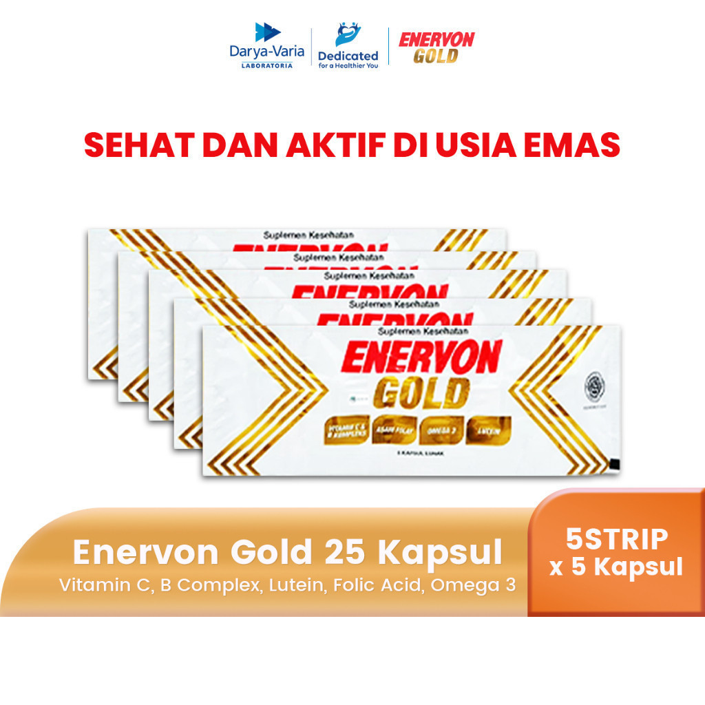 Jual Enervon Gold Vitamin C, B Complex, Omega 3 Isi 25 Tablet (5 Strip ...