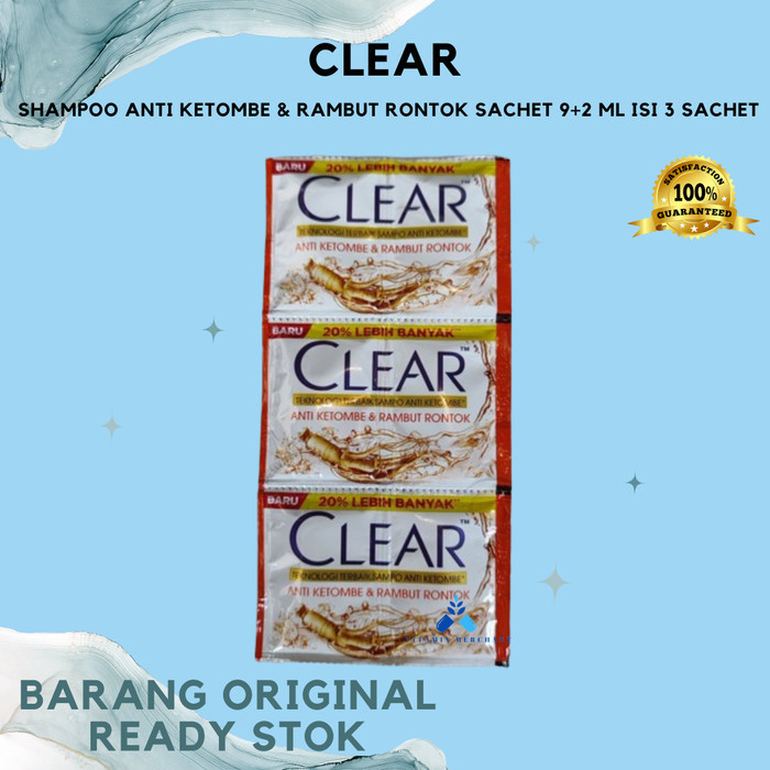 Jual Clear Shampoo Anti Ketombe & Rambut Rontok Sachet 9+2 ml isi 3 ...