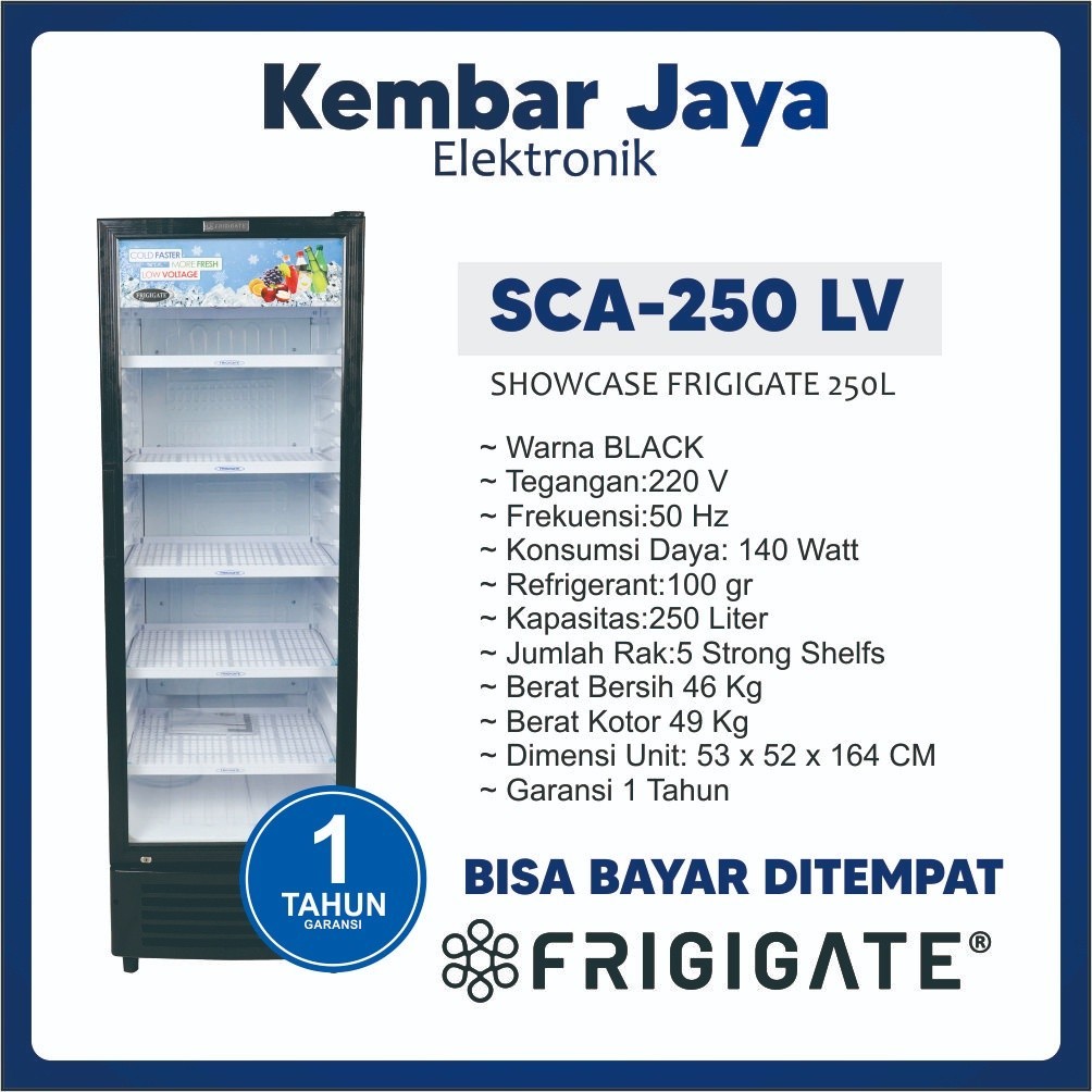 Jual SHOWCASE FRIGIGATE KULKAS PENDINGIN TYPE SCA 250 LV 250liter ...