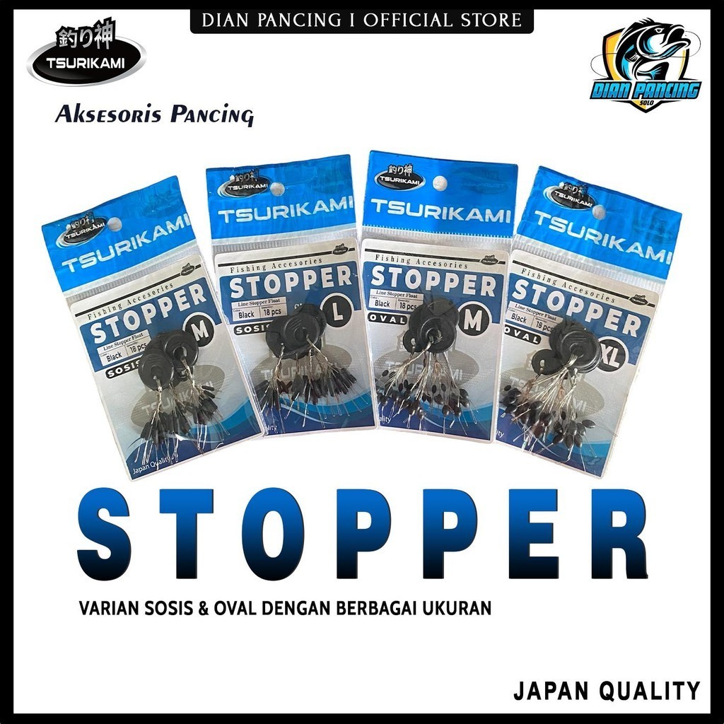 Jual Stopper Pancing Tsurikami Oval dan Sosis warna hitam berbagai ...