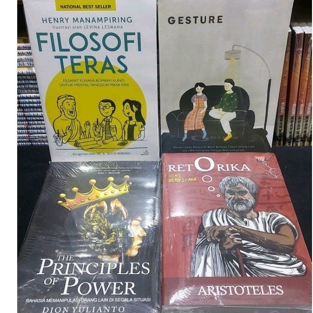 Jual paket 4 buku motivasi gesture the principles of power retorika filosofi teras | Shopee ...