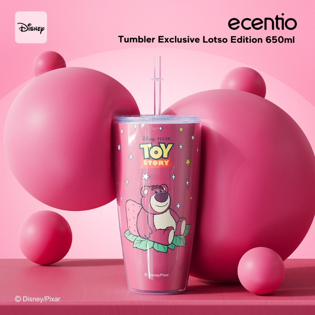 Jual ECENTIO Lotso Botol Minum Tumbler Double Wall 650ml Free Sedotan ...