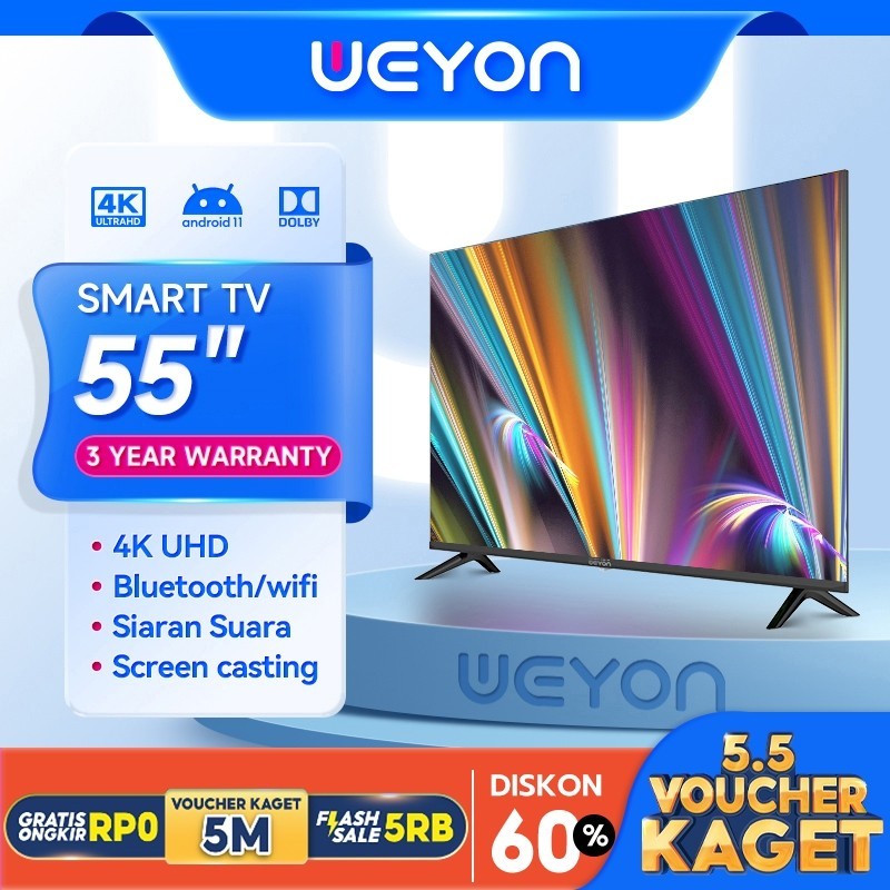 Jual Weyon Smart TV LED 50/55/65 Inch TV Android 11.0 4K UHD FHD TV Digital Bluetooth ...