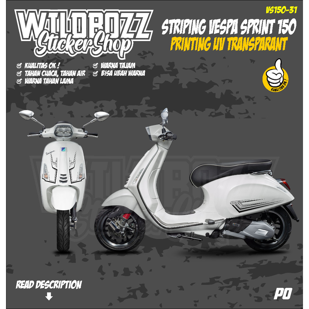 Jual striping vespa sprint 150 printing uv transparan keren (vs150-31 ...