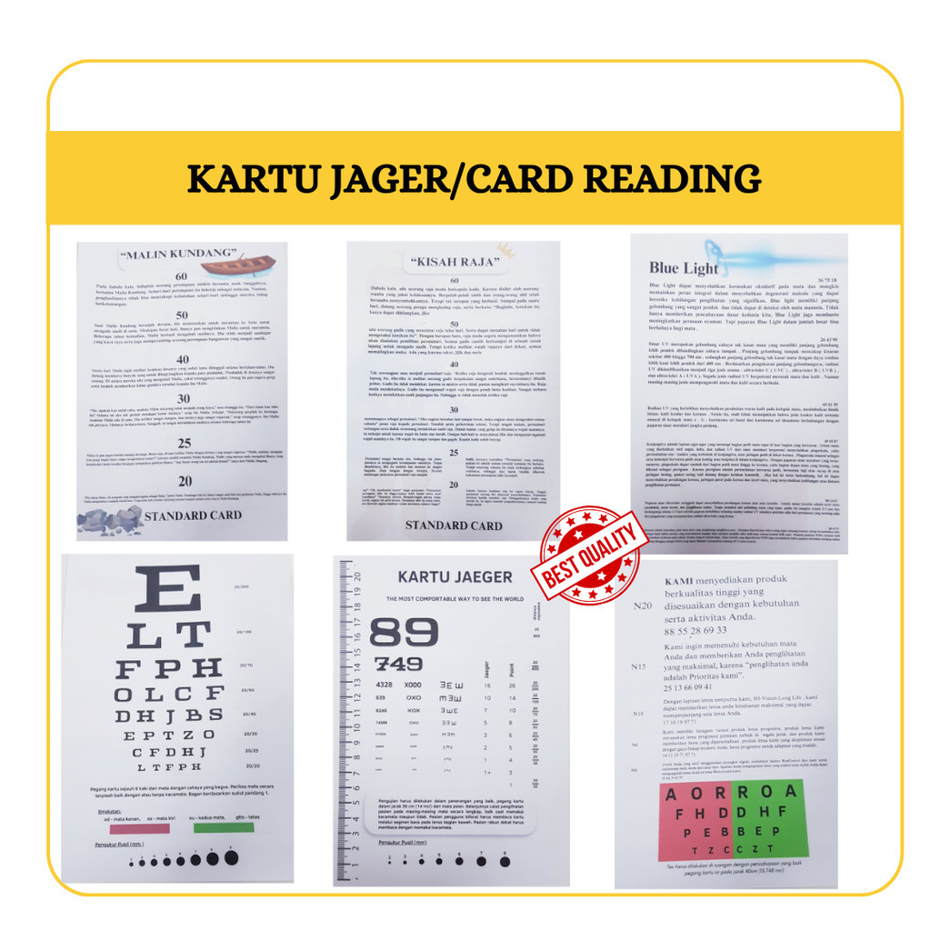 Jual Kartu Jaeger, Reading Card, Jaeger Card (SUDAH DI LAMINATING ...
