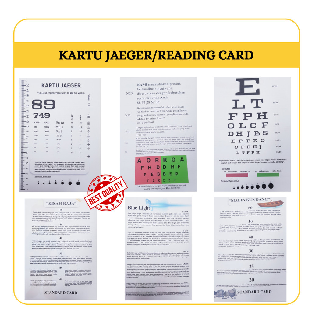 Jual READING CHART TEST BACA 2 SISI PEMERIKSAAN RABUN DEKAT KACAMATA ...