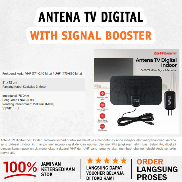 Jual Antena TV Digital + Boster Penguat Sinyal Lebih Kuat DVB-T2 25dB ...