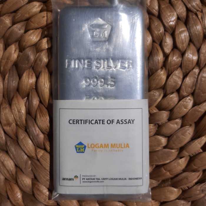 Jual PERAK BATANGAN ANTAM 500 GRAM LOGAM MULIA 999.5 FINE SILVER BAR ...