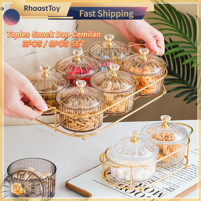 Jual [3PCS/6PCS SET] Snack Tray Toples Bulat Akrilik Dengan Nampan ...