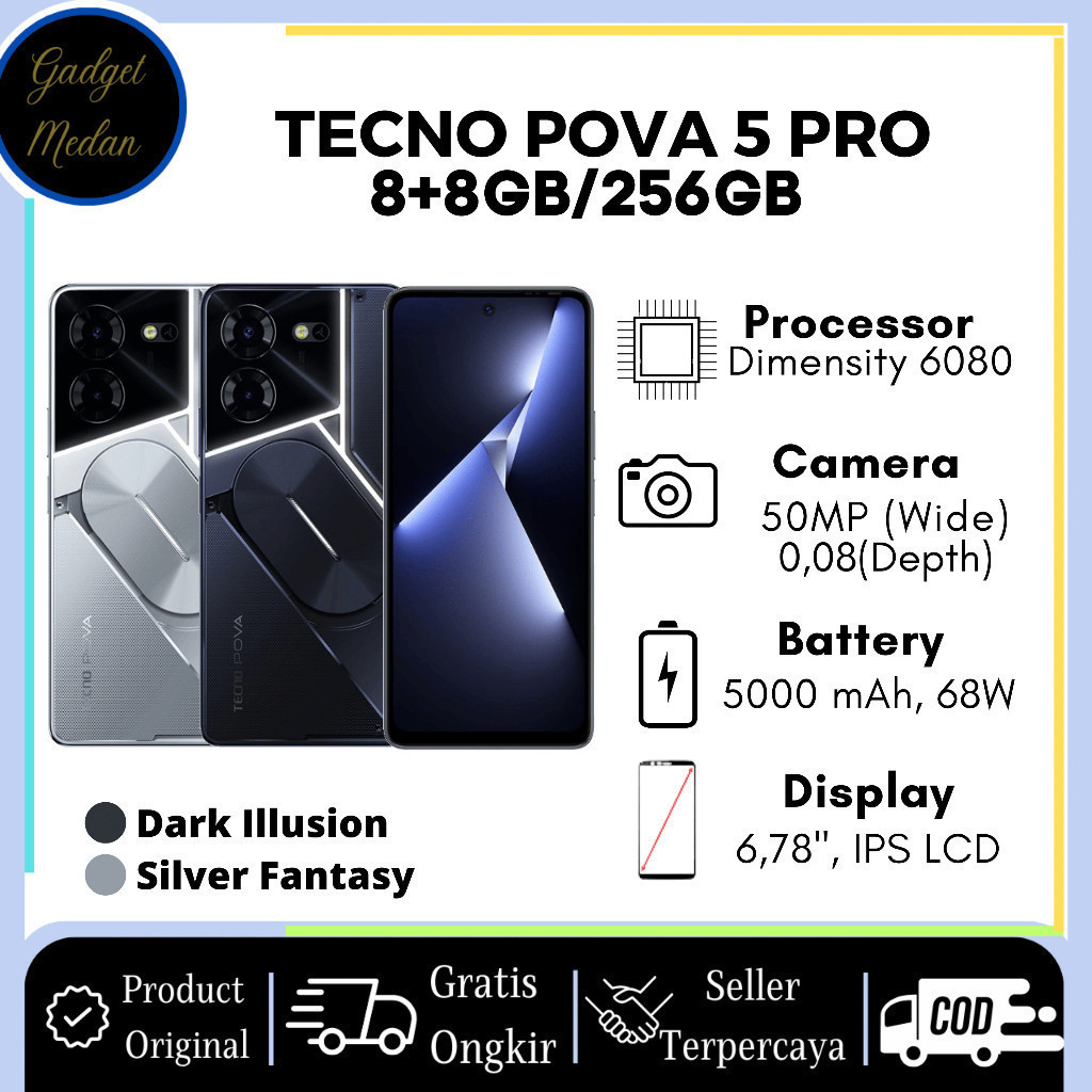 Jual TECNO POVA 5 PRO RAM 8GB/256GB GARANSI RESMI NASIONAL -gadgetmedan ...