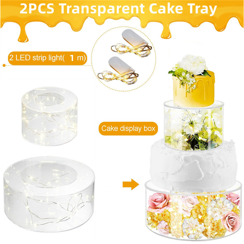 Jual 2Pcs Acrylic Cake Stand Fillable Cake Risers Clear Cake Tier ...