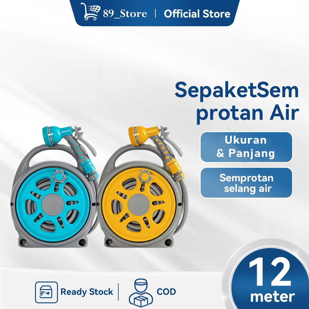 Jual Paket JET SPRAY 12 meter Selang Air Gulung Semprotan Water Hose ...
