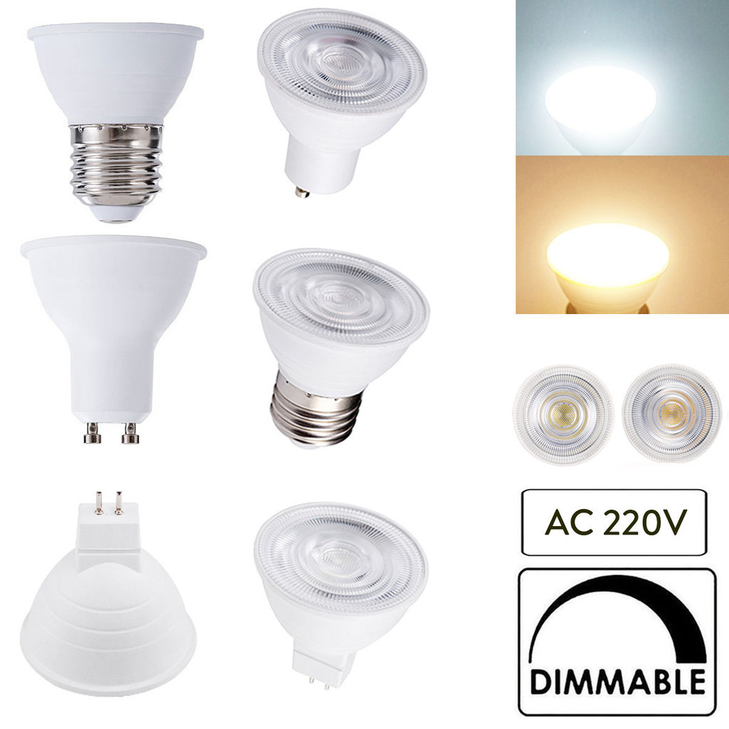 Jual AC 220V Dimmable LED Bulb E27 GU10 Spotlight 7W MR16 COB Chip 30 ...