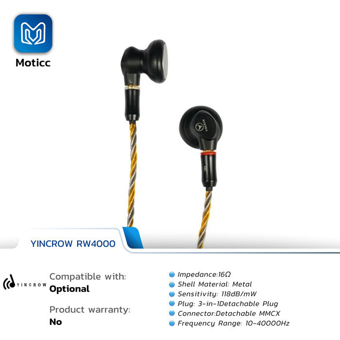 Jual Yincrow RW-4000 RW4000 HiFi Flat-Headset Earphone 15mm Flagship ...