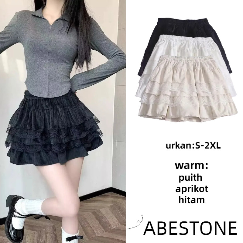 Jual ABESTONE Rok Kue Jahitan Renda Gaya Lembut Gaya Korea Rok Pendek ...