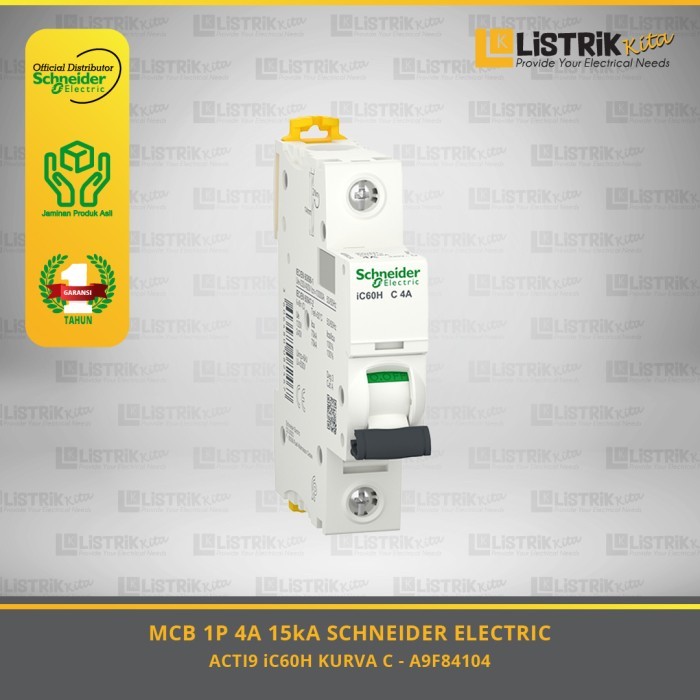 Jual Schneider Electric Mcb Acti9 Ic60H 10 Ka, 15 Ka 1P 4A C - A9F84104 . | Shopee Indonesia