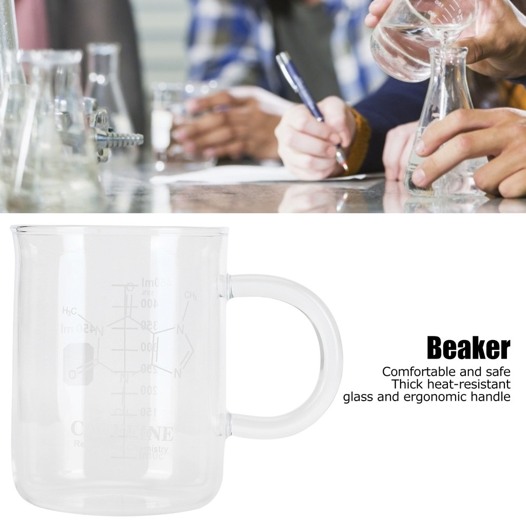 Jual Beaker Beaker Mug Borosilicate Glass Cup with Handle and Measuring ...