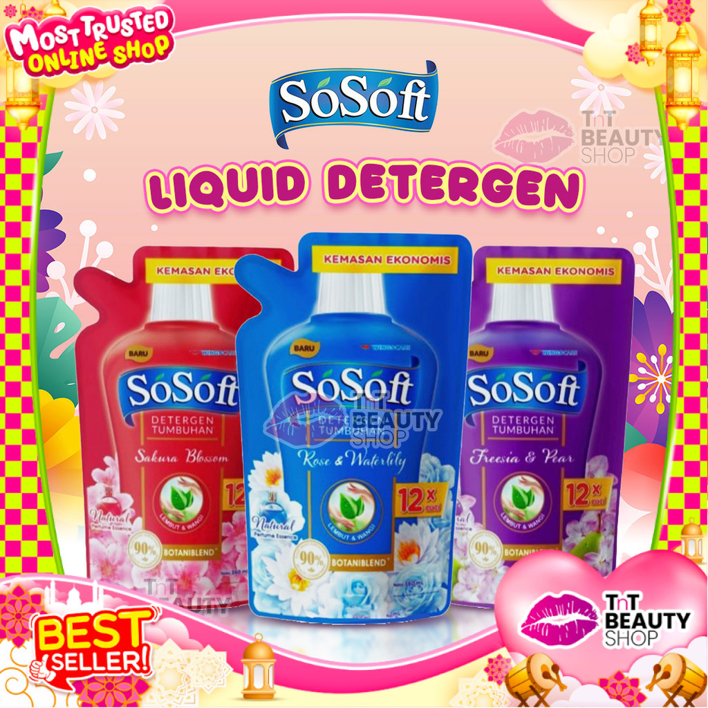 Jual So Soft Liquid Detergen Tumbuhan Kemasan Pouch 360ml | TnT Beauty ...