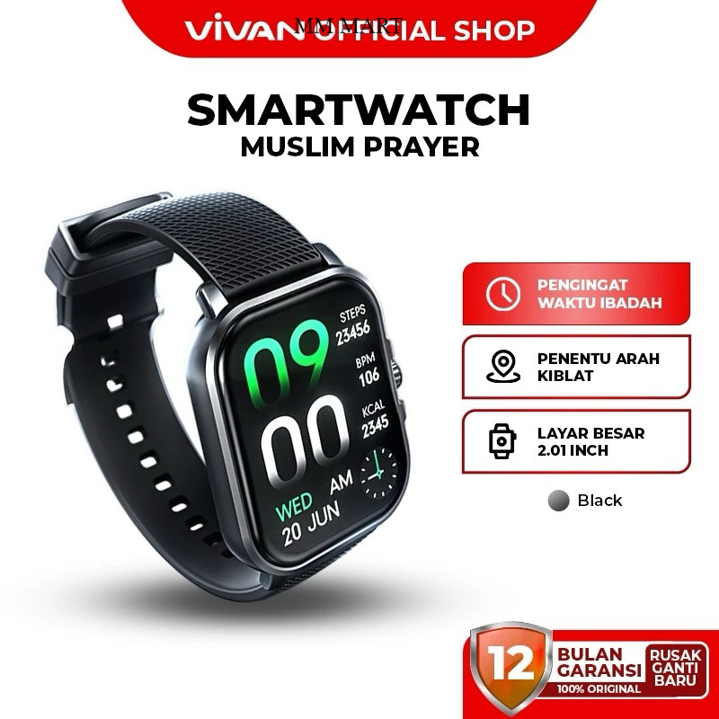 Jual VIVAN VWF16 Islamic Smartwatch Pengingat Waktu Sholat Arah Kiblat ...