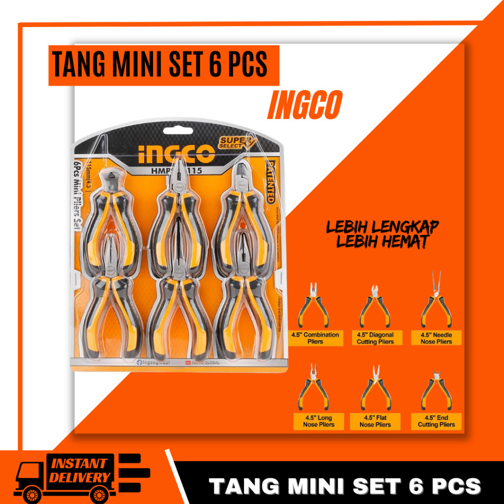 Jual Tang Potong Kombinasi INGCO HMPS06115 Jepit Lancip Mini SET 6pcs ...