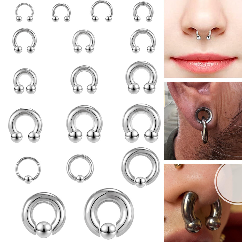 Jual 1 Buah Stainelss Steel Horseshoe Anting Hidung Ring Big Gauge ...