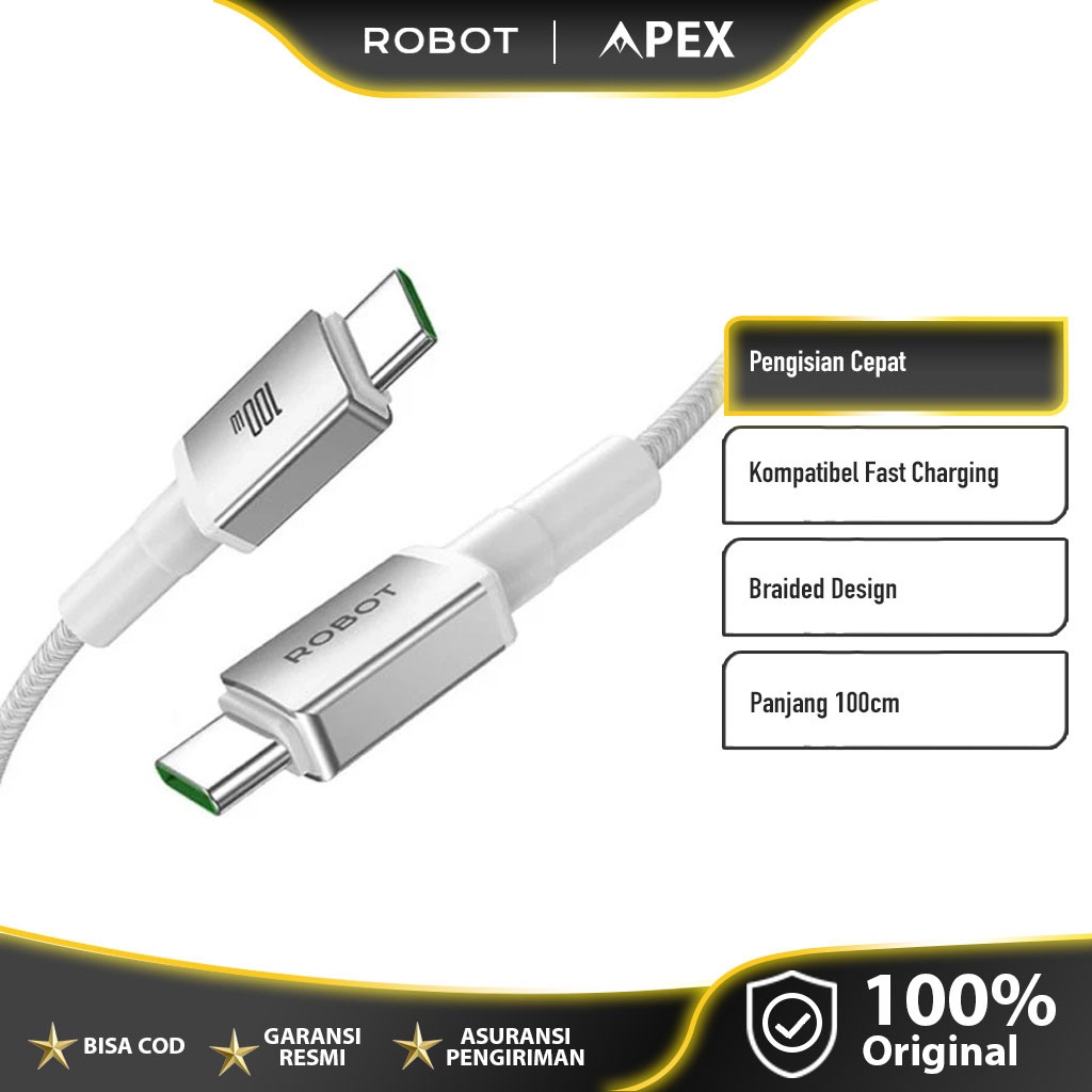 Jual ROBOT Kabel Data Fast Charging Type C to Type C 100W Original ...