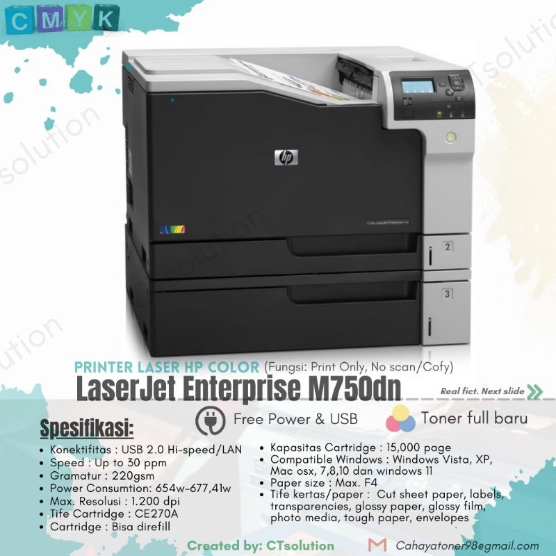 Jual Printer A3 Color HP LaserJet Enterprise M750 - Murah rekomendasi ...