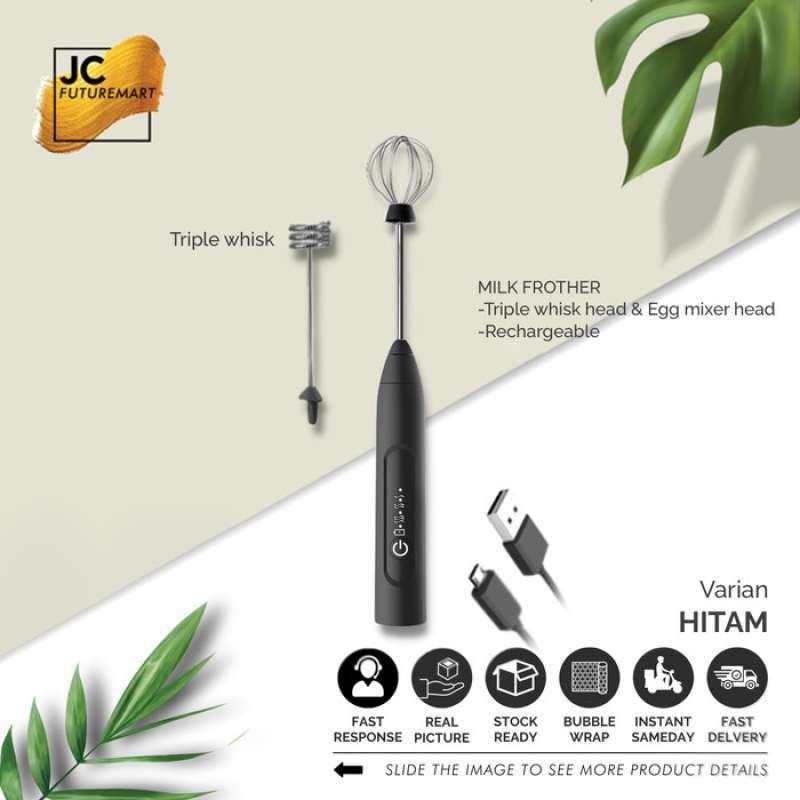 Jual Milk Frother 3 Whisk Rechargeable / Egg Mixer Pengocok Telur Dan ...