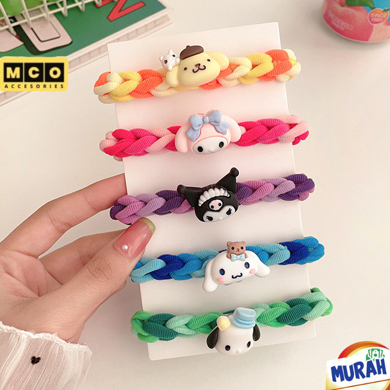 Jual Ikat Rambut Anak Model Kepang Motif Kartun Lucu Karet Rambut ...