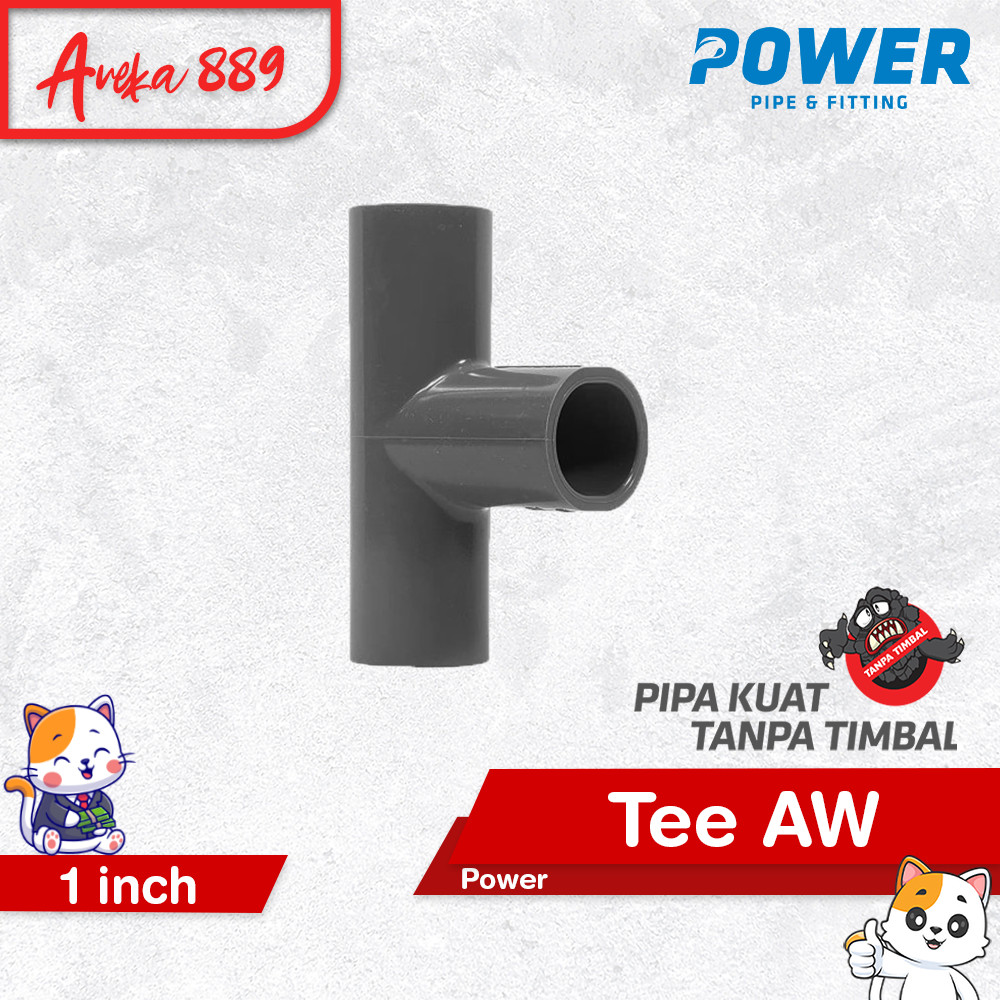 Jual TEE AW 1“ FITTING PIPA PVC MERK POWER | T PARALON | Shopee Indonesia
