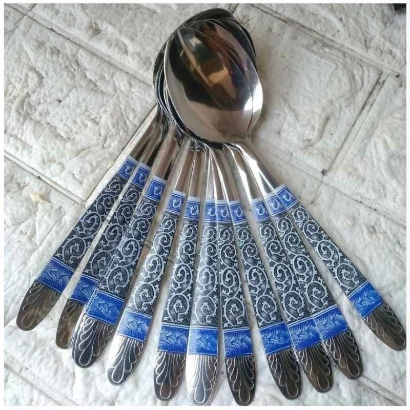 Jual Sendok Makan Motif Batik GSF Stainless Steel 1 Lusin 12 Pcs Sendok ...