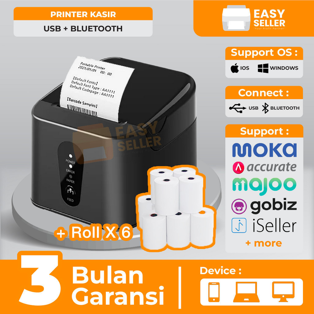 Jual Printer Kasir Struk Bluetooth Thermal Mini 58MM Printer POS Nota Kasir PPOB Printer ...