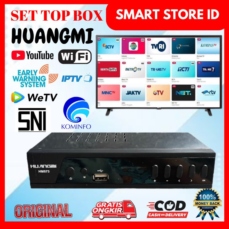 Jual Paling Laris-SET TOP BOX DVB-T2 FREEBOX HUANGMI PENERIMA SIARAN TV RECEIVER DIGITAL PVR ...