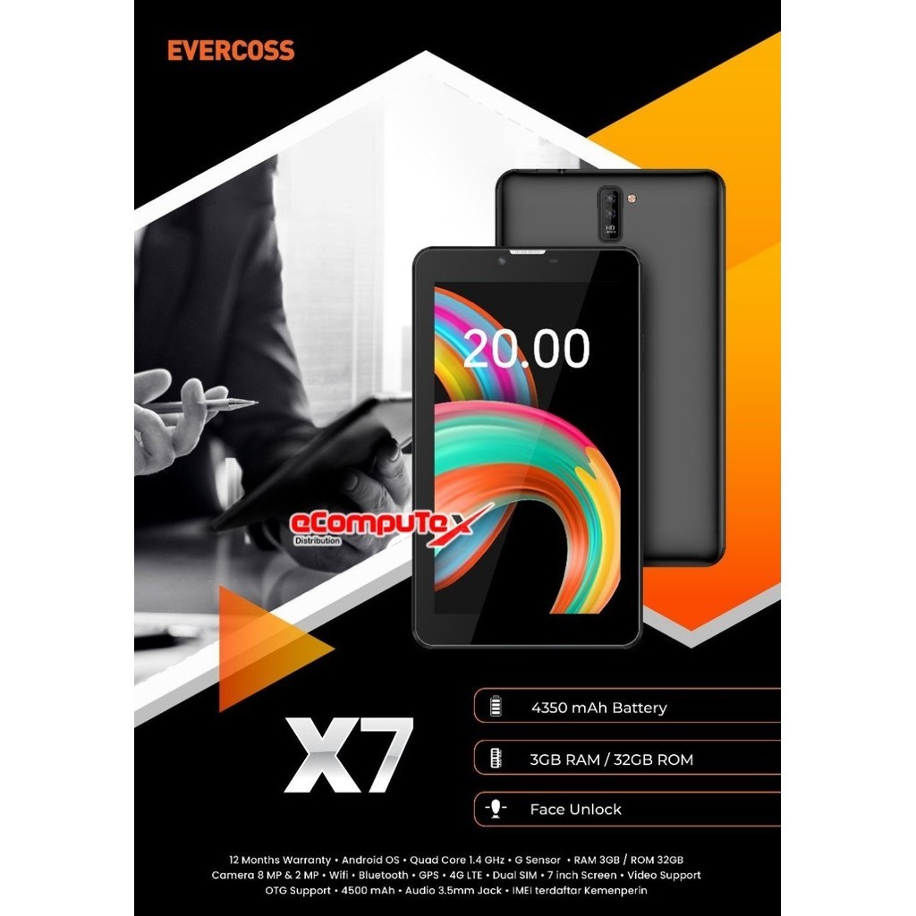 Jual TABLET EVERCOSS TAB X7 - 3/32GB 7" 4G LTE GARANSI RESMI 1 TAHUN ...
