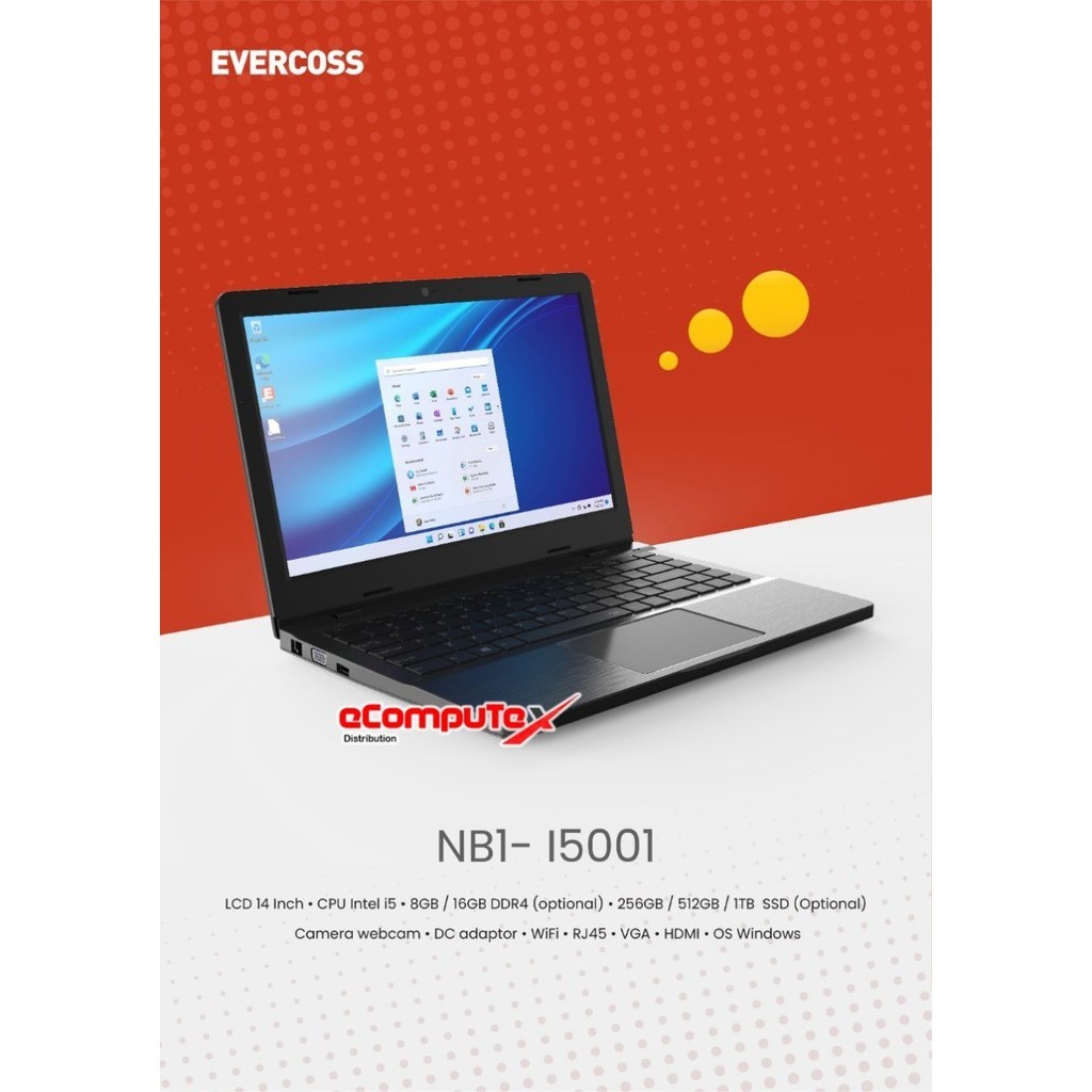 Jual LAPTOP EVERCOSS NOTEBOOK 1 NB1-I5001 - i5 8GB 256GB - TKDN RESMI ...