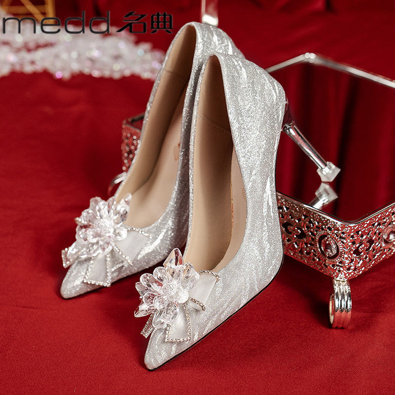 Jual Classic High Grade Crystal French Butterfly Wedding Shoes for ...