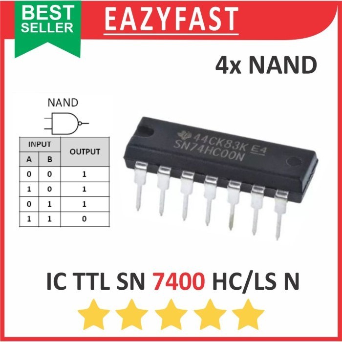 Jual IC TTL SN 7400 N HC LS DIP Gerbang Logika NAND Logic Gate SN74HC00 SN74LS00 SN74HC00N ...