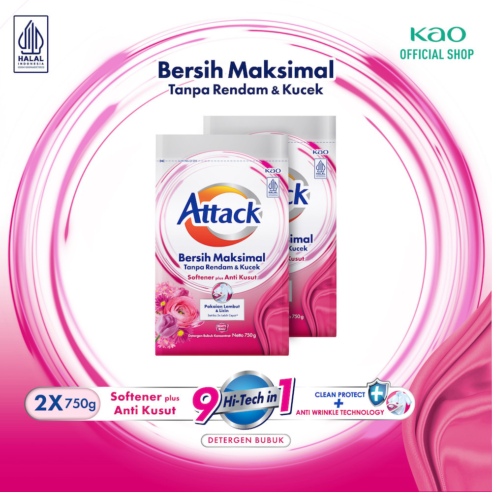 Jual Attack Plus Softener Deterjen Bubuk Semua Mesin Cuci 750 gr Twin Pack | Shopee Indonesia