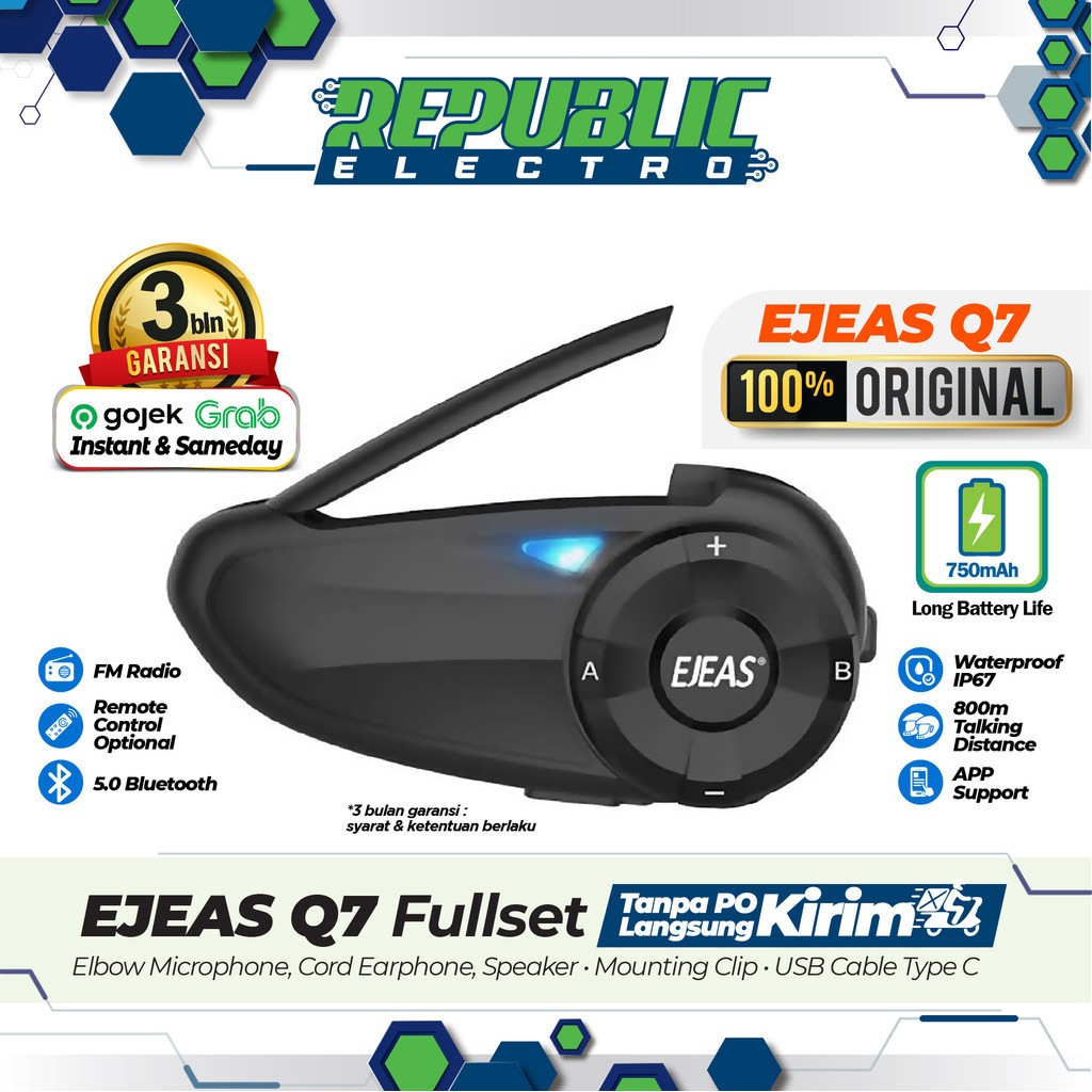 Jual EJEAS Q7 Bluetooth Radio FM Intercom Helm 7 Rider Helmet GARANSI ...