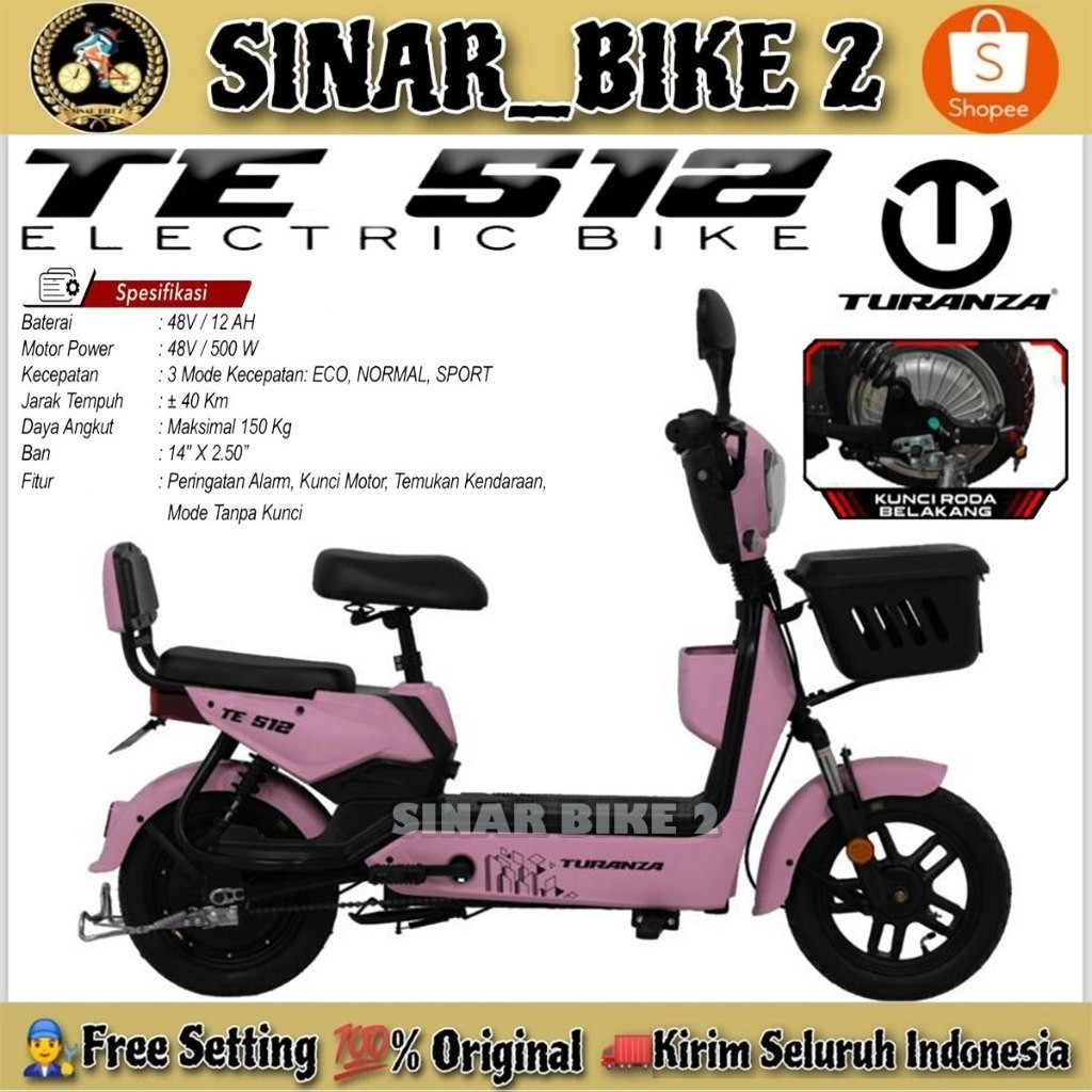 Jual Sepeda Listrik TURANZA TE 512 BY PACIFIC 500 Watt Electric E Bike | Shopee Indonesia