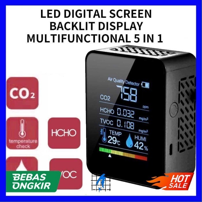 Jual Pengukur Kualitas Udara Air Quality Sensor Detector 6 in 1 PM2.5 K-61 - 6in1 | Shopee Indonesia
