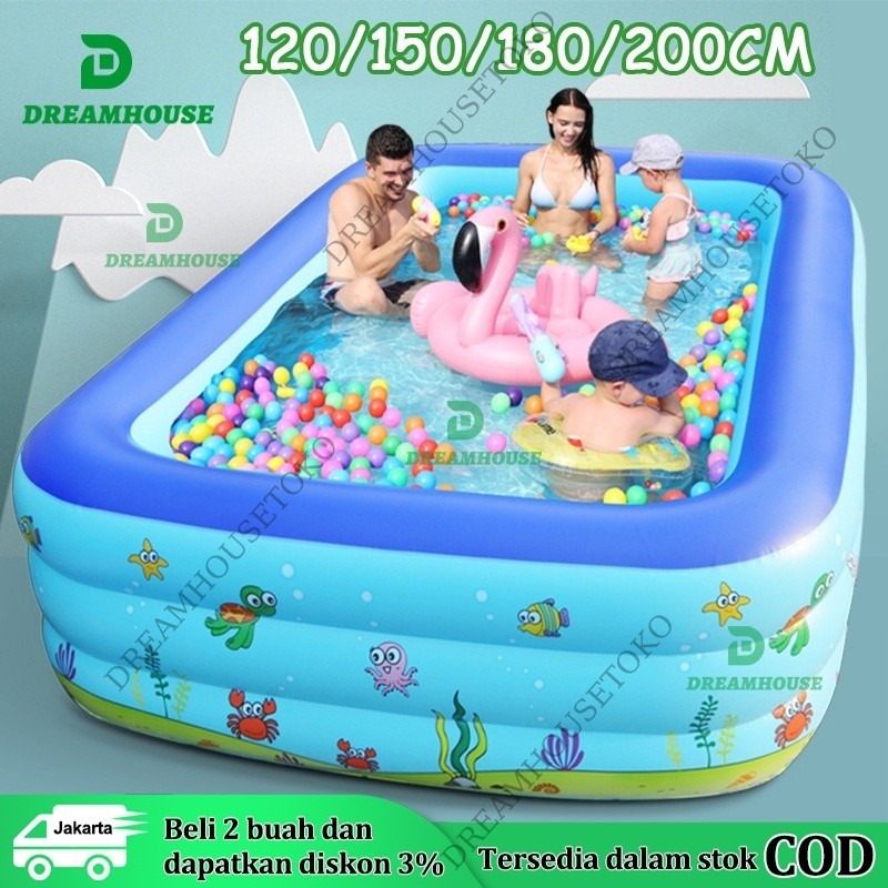 Jual COD kolam renang anak jumbo petak karet bahan tebal 1.5M ...